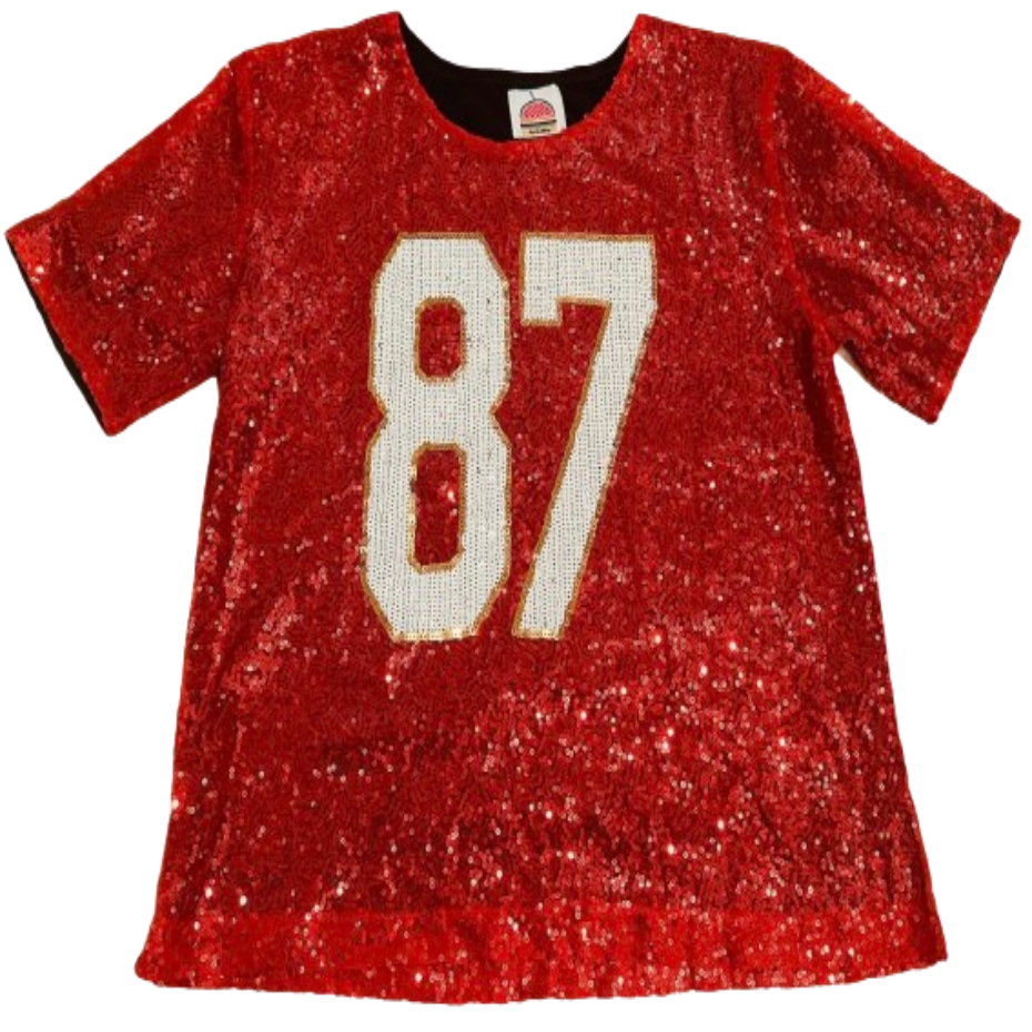 Red Travis Kelce Sequin Shirt – MEL THE CLOTHING