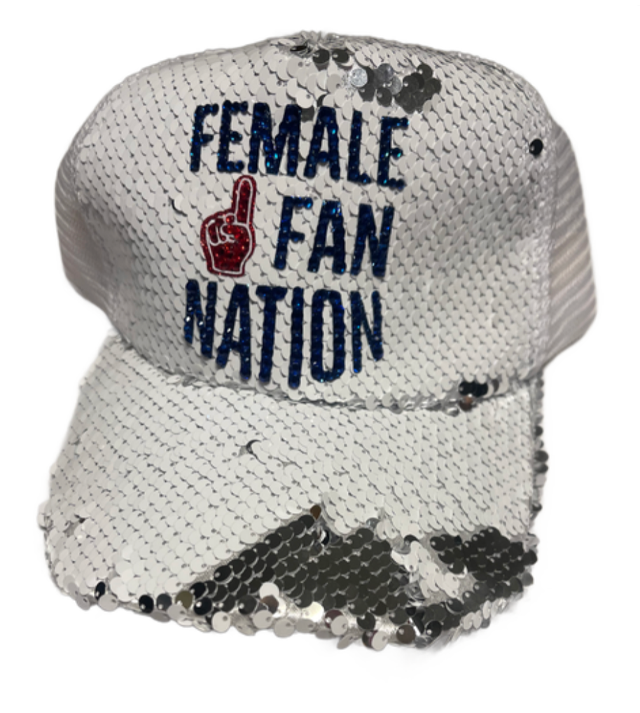 Female Fan Nation White Sequin Hat – MEL THE CLOTHING